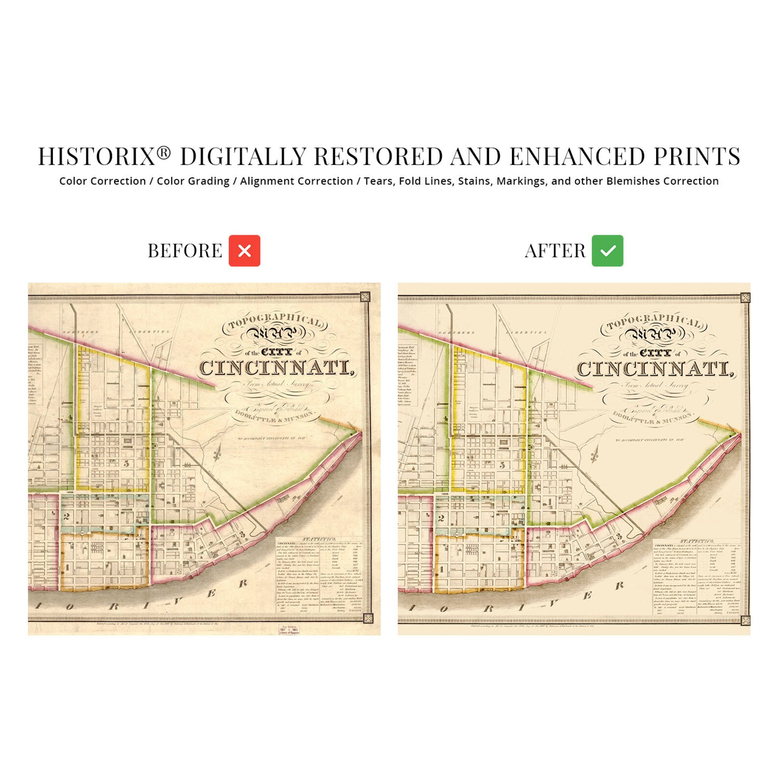 1841 Cincinnati Ohio Map - Vintage Map of Cincinnati Ohio - Old ...