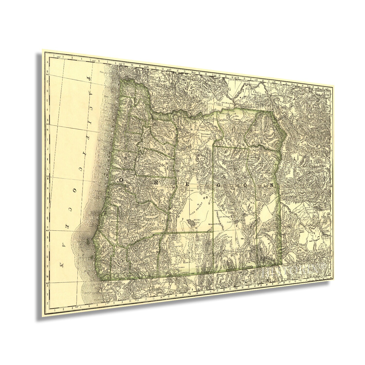 1876 Map of Oregon - Vintage Map of Oregon Wall Art - Oregon Map Print ...