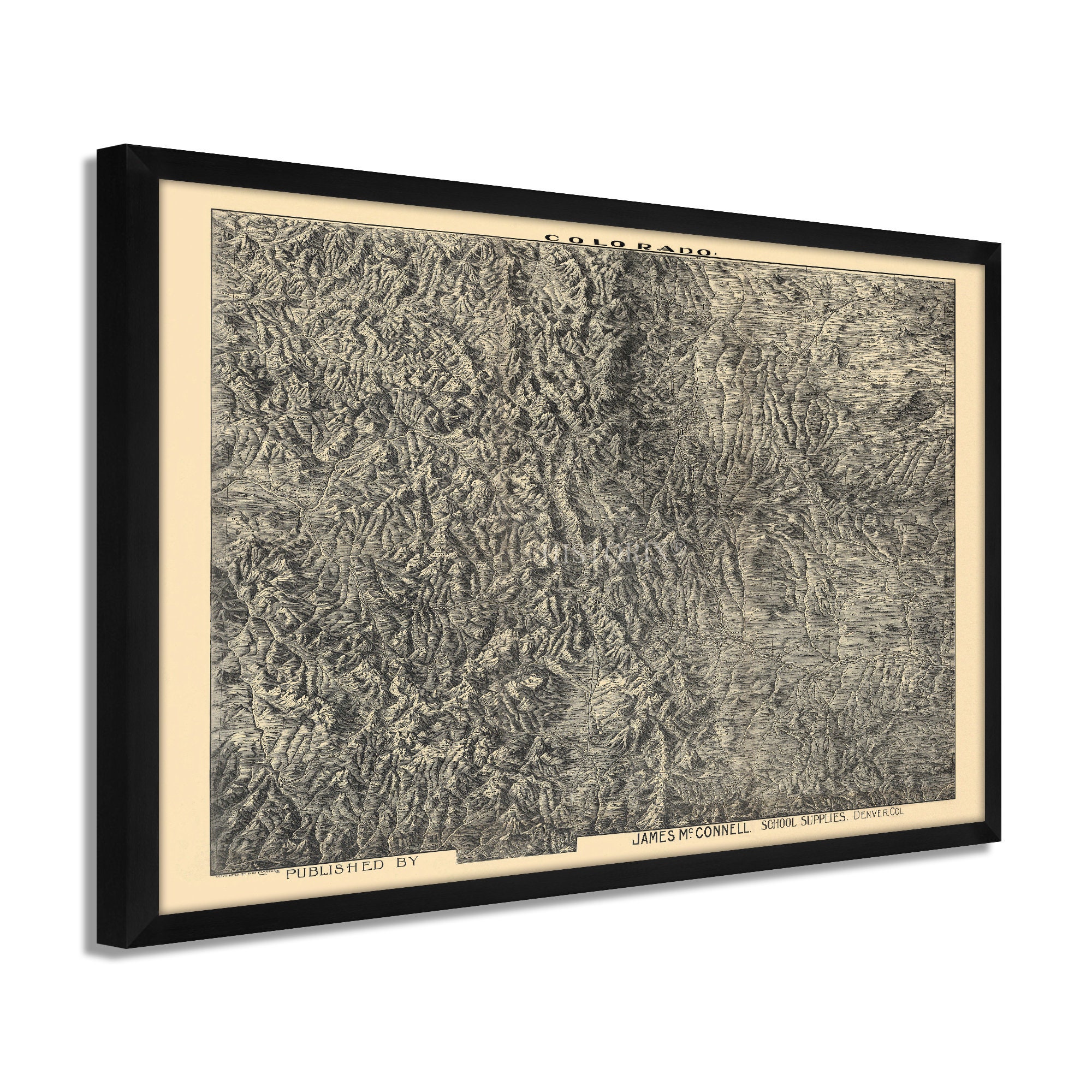 1894 Map of Colorado Poster - Framed Vintage Colorado Map - Restored ...