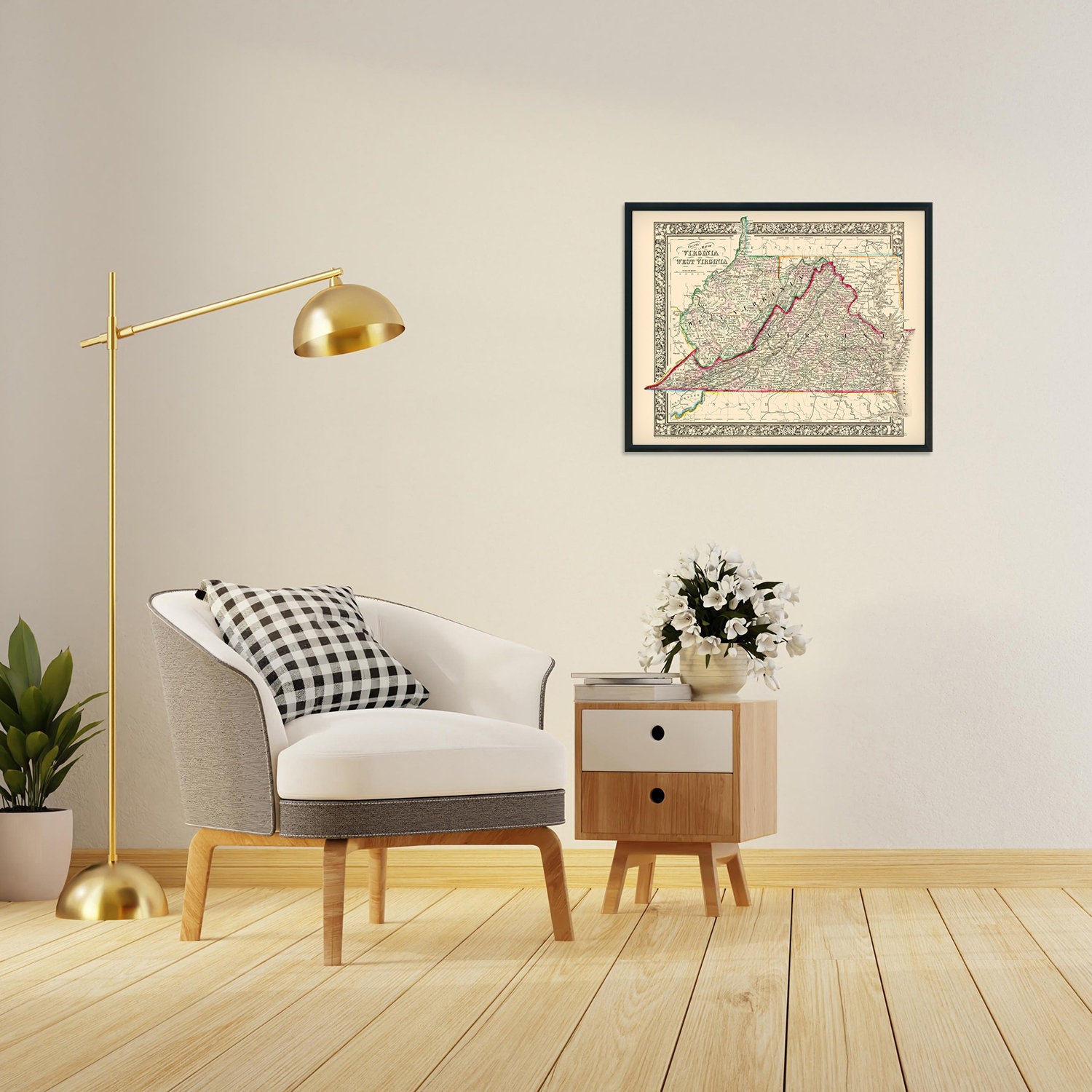 1863 Virginia and West Virginia Map Vintage Map of Virginia Poster and ...