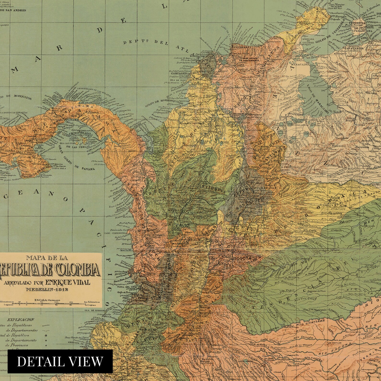 1911 Map of Colombia South America - Mapa De Colombia Poster - Old ...