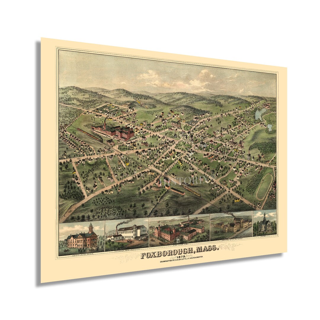 1879 Foxborough Massachusetts Map Vintage Map of Foxborough - Etsy