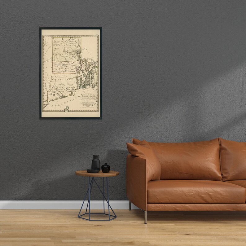 1797 Rhode Island Map Vintage Map of Rhode Island Wall Art - Etsy