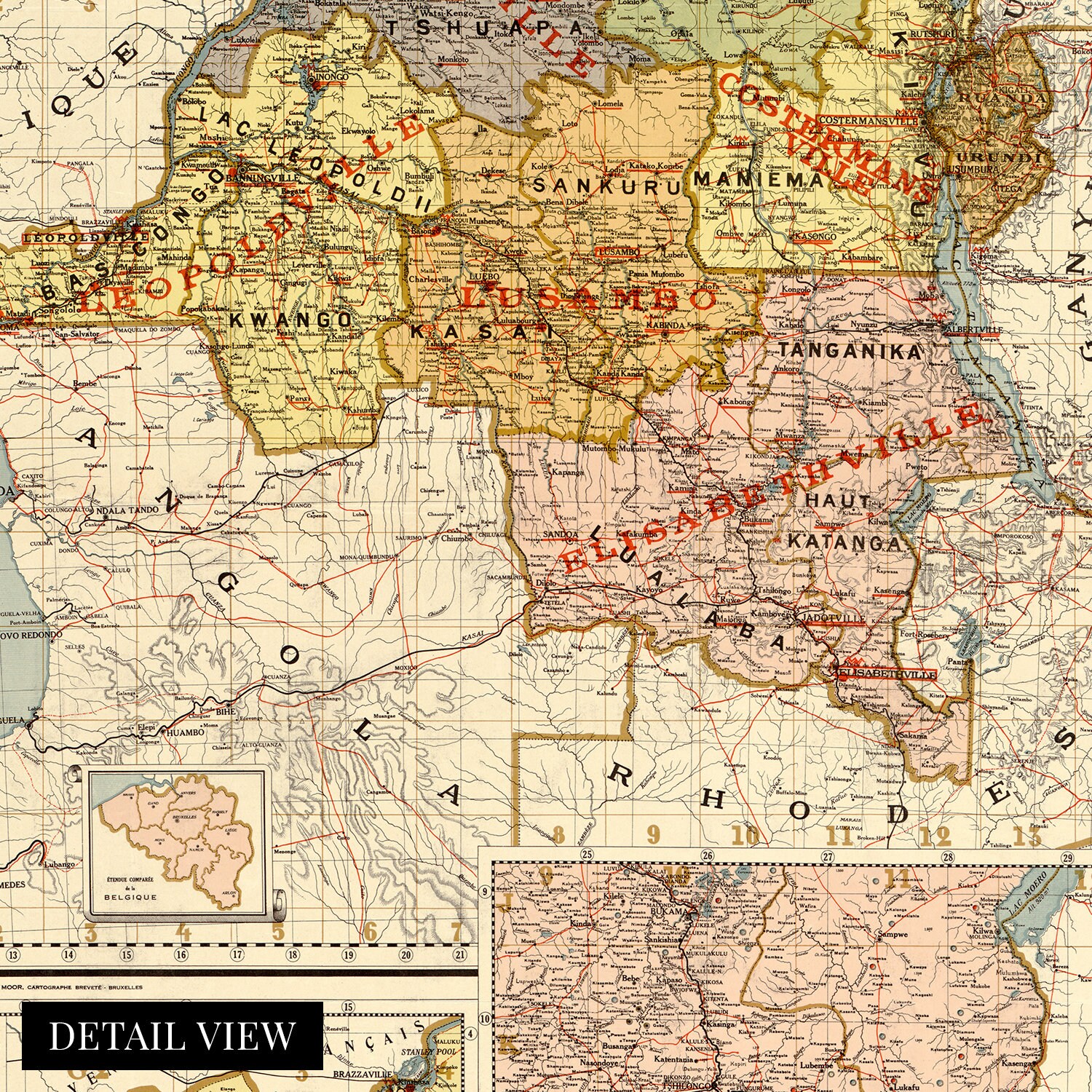 1896 Belgian Congo Map Old Map of Democratic Republic of - Etsy