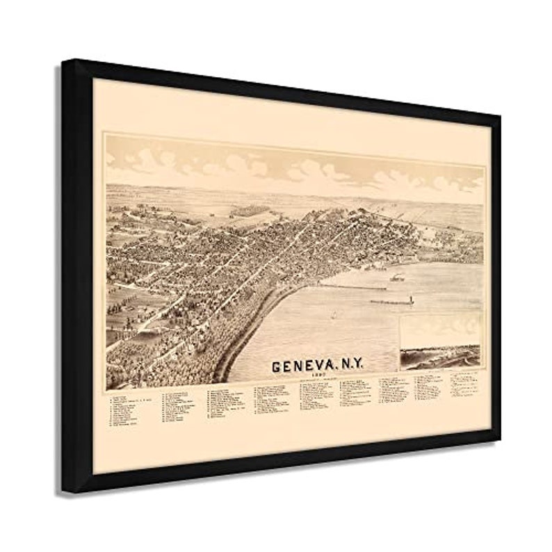 1893 Map of Geneva New York - Framed Vintage New York Map - Old City of ...