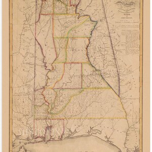 1819 Alabama State Map Vintage Map of Alabama Wall Art Old | Etsy
