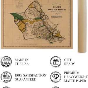 1881 Oahu Hawaii Vintage Map - Vintage Map of Oahu Hawaii Wall Art ...