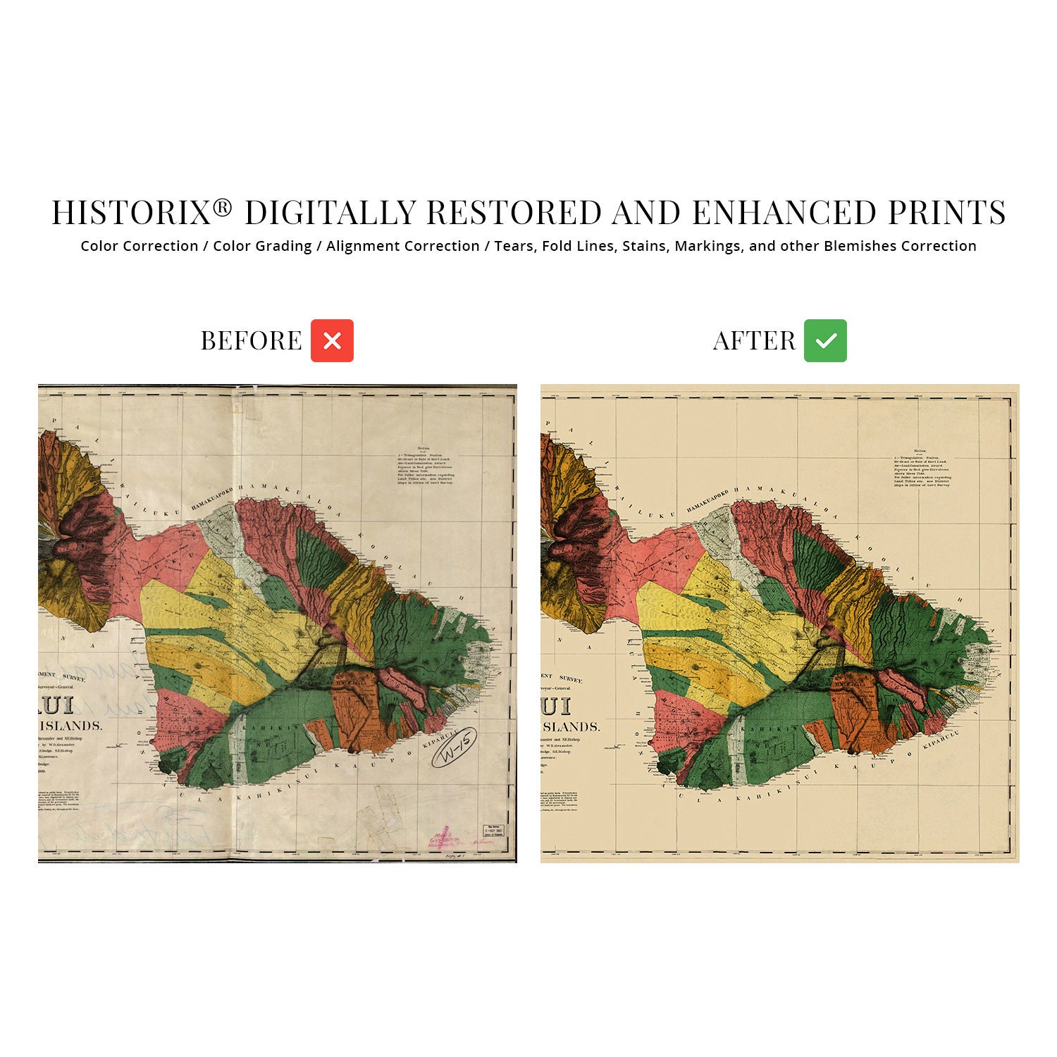 1885 Map of Maui Hawaii - Vintage Maui Poster - History Wall Map of ...