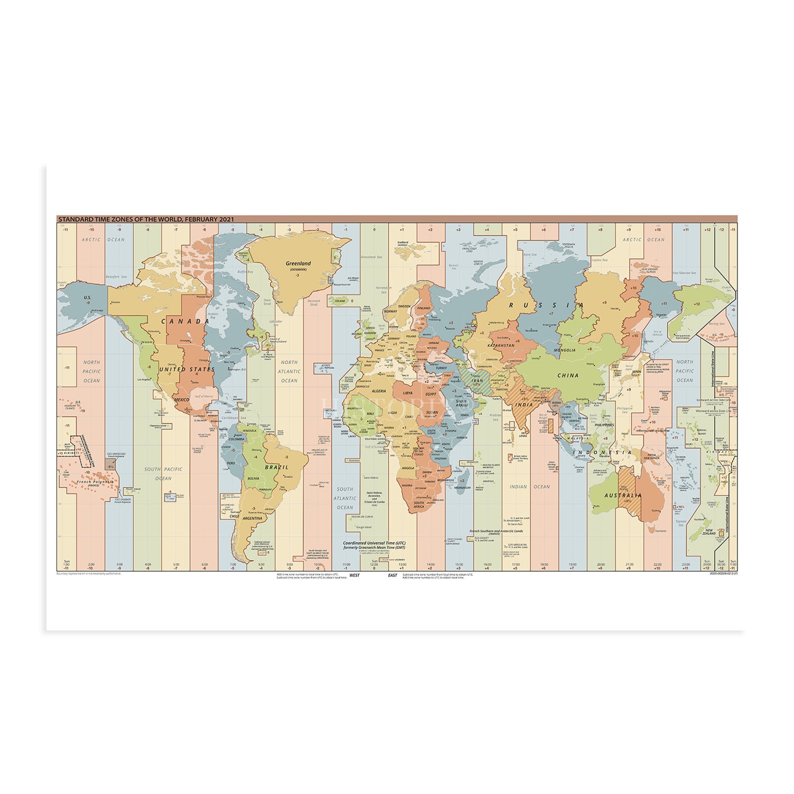 2021 Standard Time Zones of the World Map - Map of the World Time Zones ...