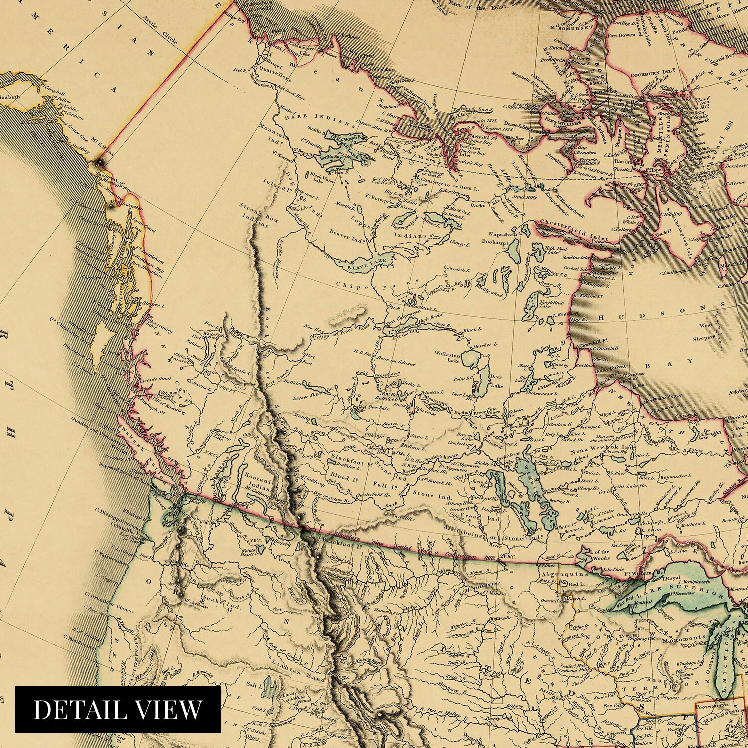1849 Map of North America Vintage Wall Map of North America Old North ...