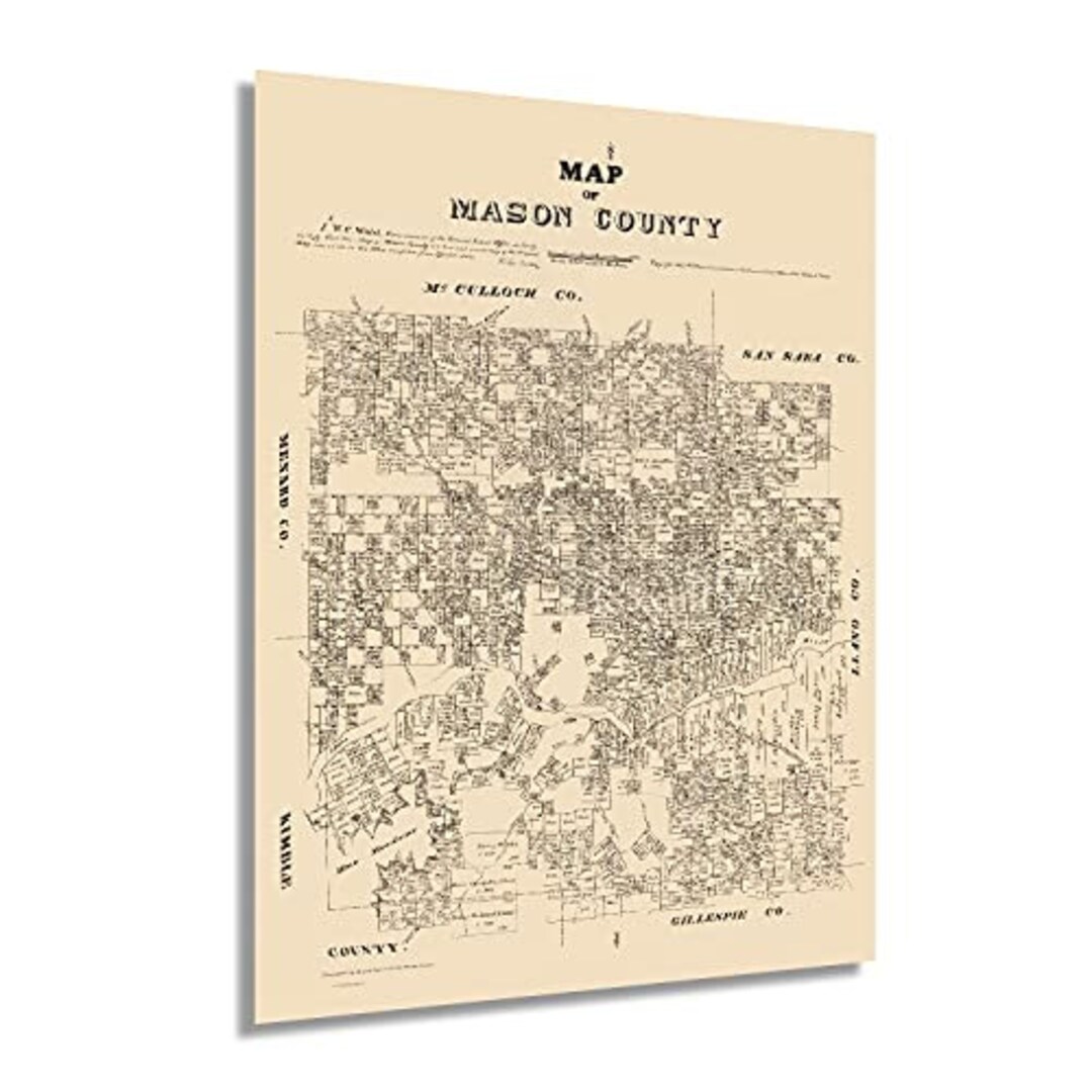 1879 Mason County Texas Map - Vintage Mason County Map - Mason Texas ...