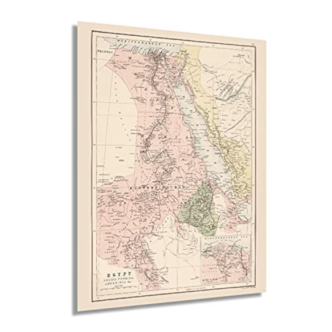1885 Egypt Map Poster - Old Map of Ancient Egypt - History Map of Egypt ...