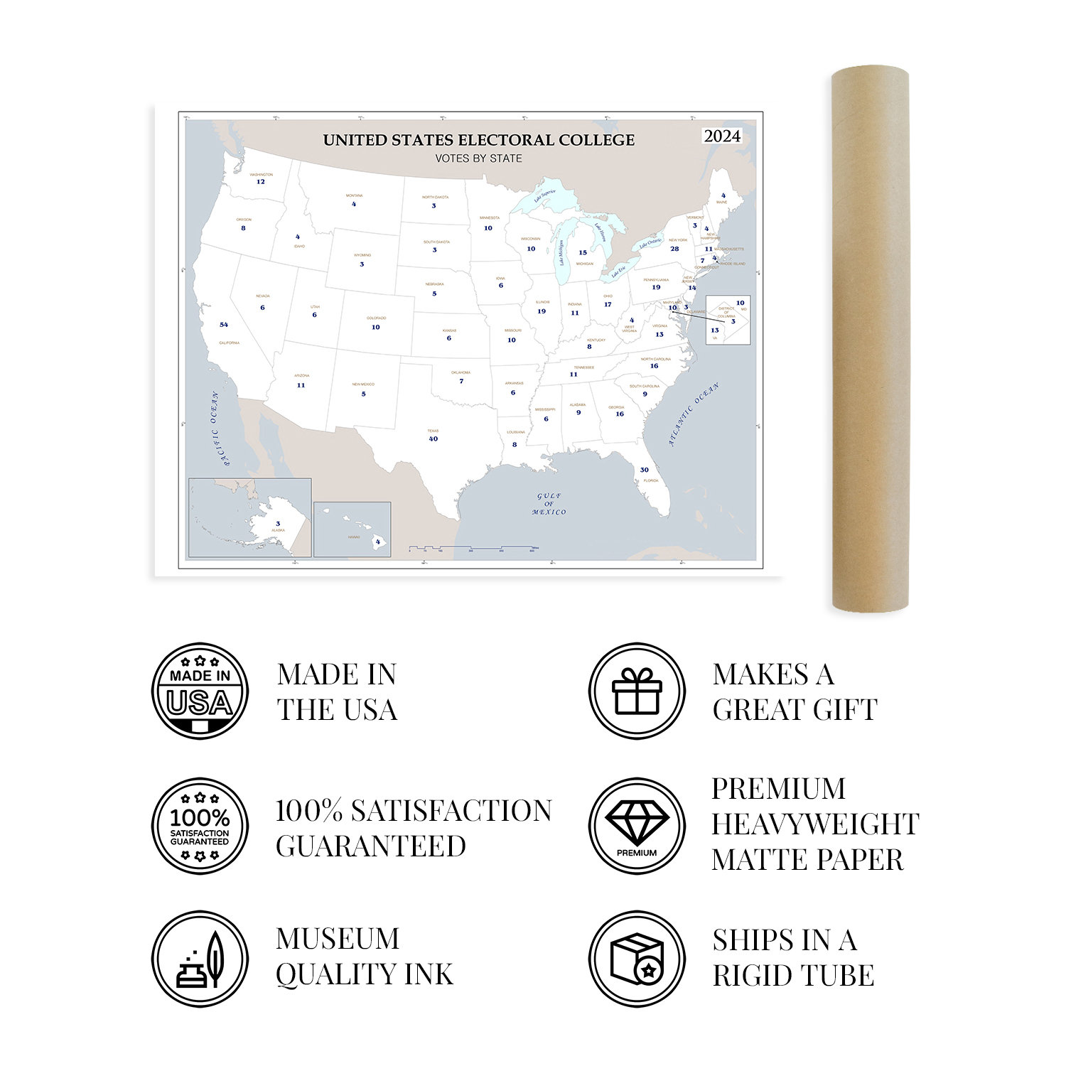 2024 Updated United States Electoral College Votes by State - Etsy