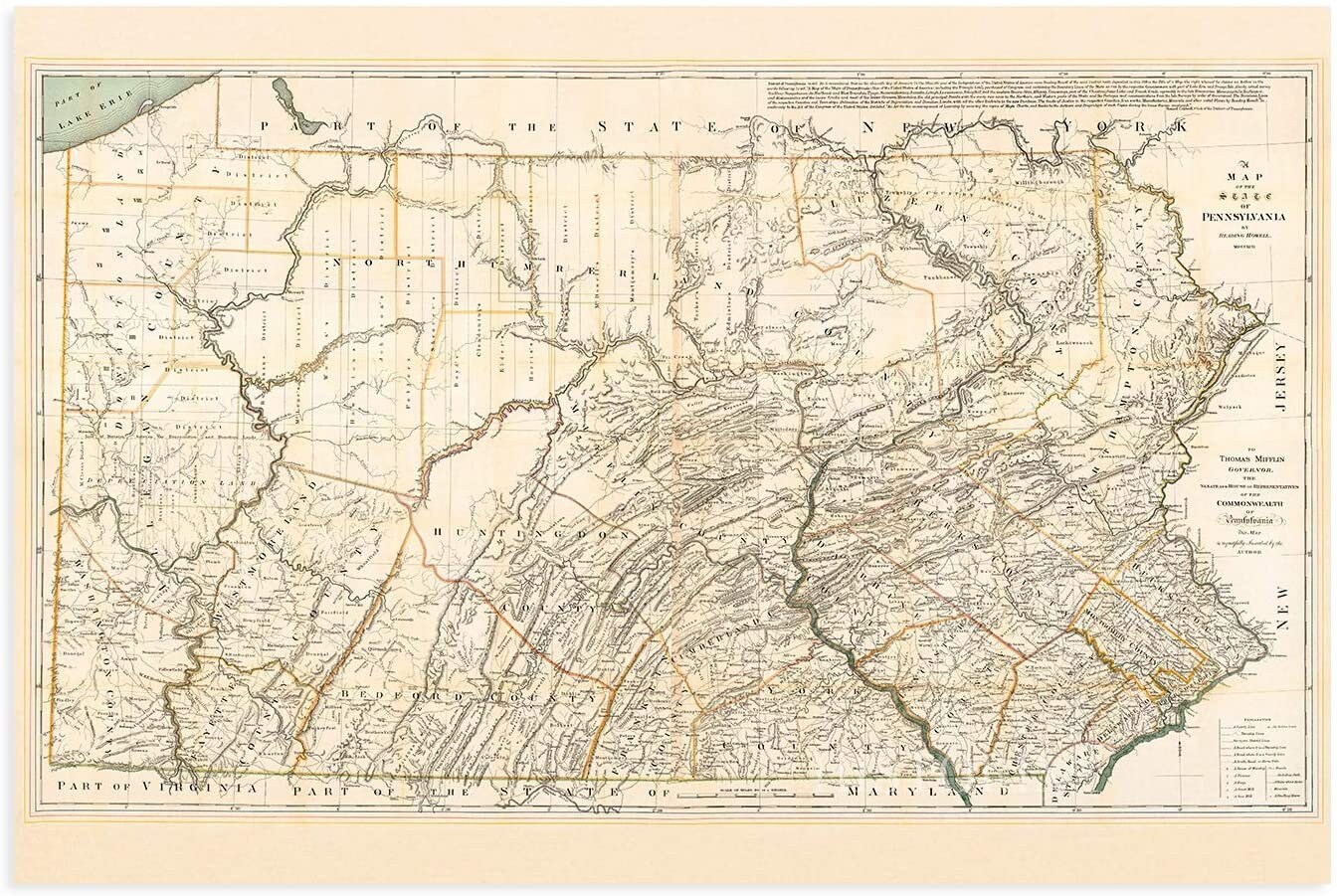 1792 Pennsylvania State Map Pennsylvania Vintage Map Wall Art ...