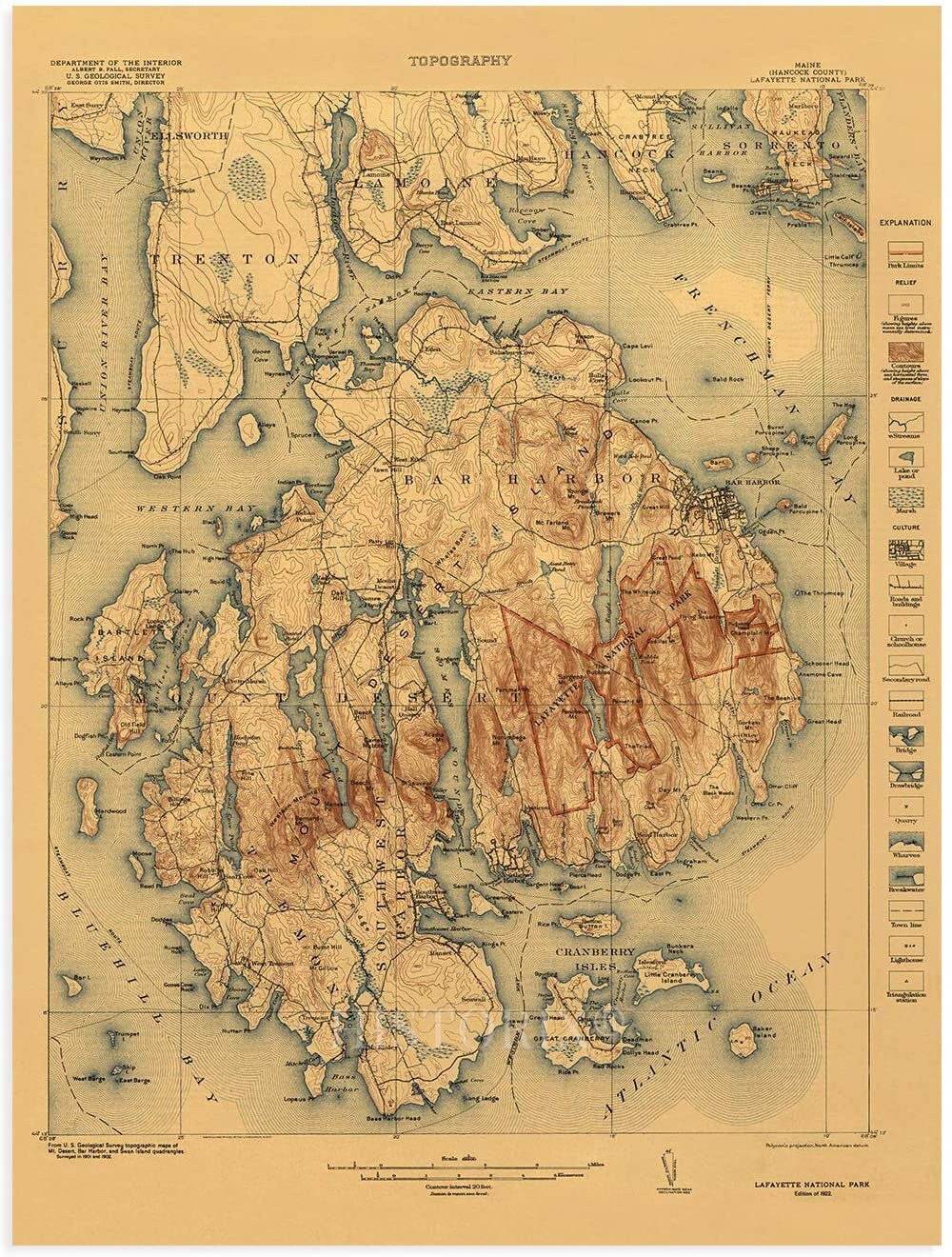 1922 Acadia National Park Map Vintage Map Acadia National - Etsy