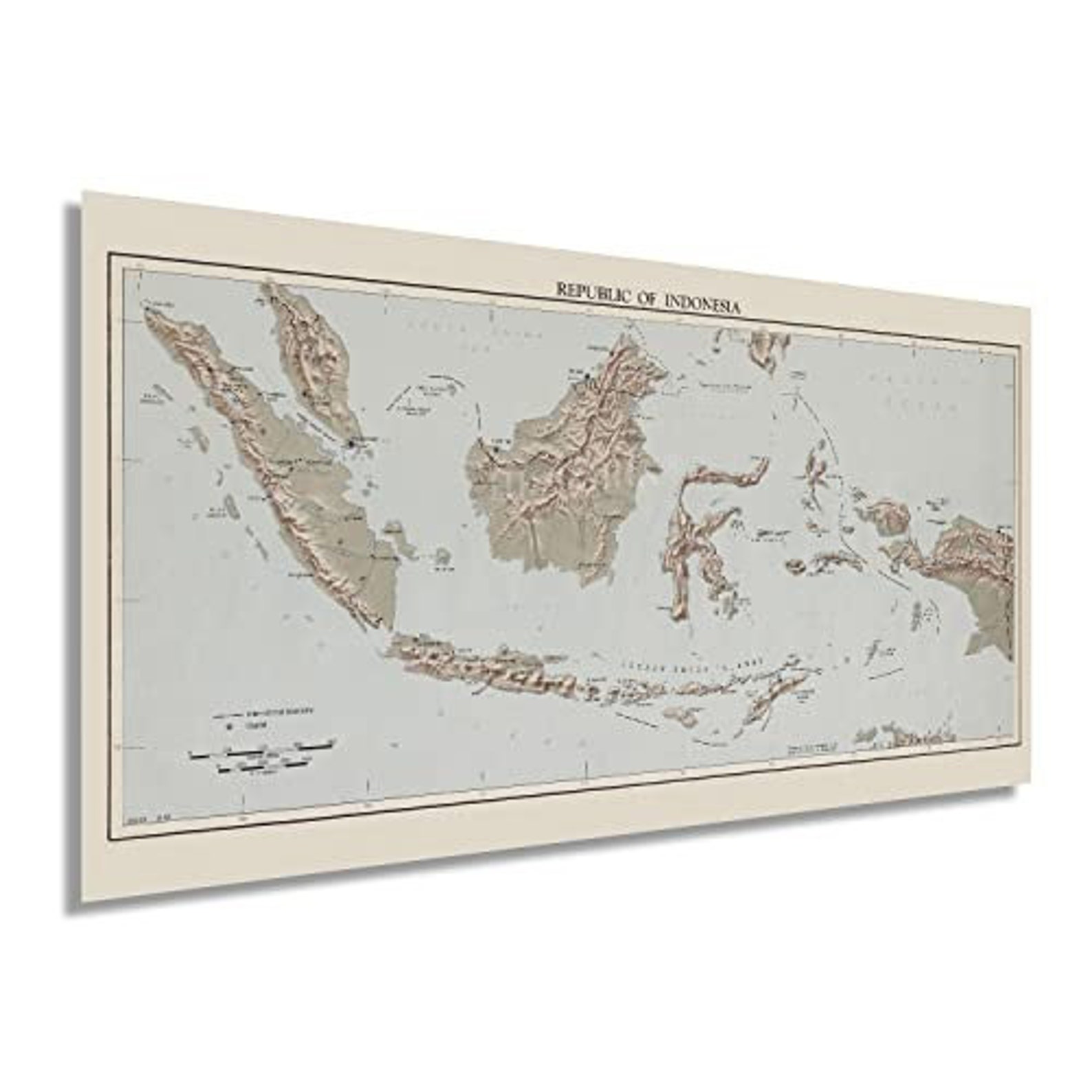 1957 Map of Indonesia - Vintage Map Indonesia Wall Art - Old Republic ...