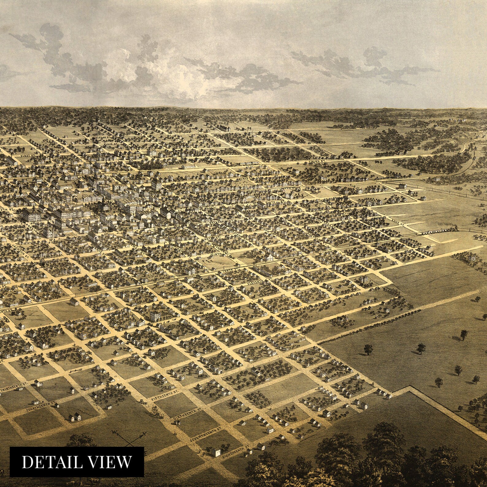 1867 Springfield Illinois Map Poster Vintage Springfield | Etsy