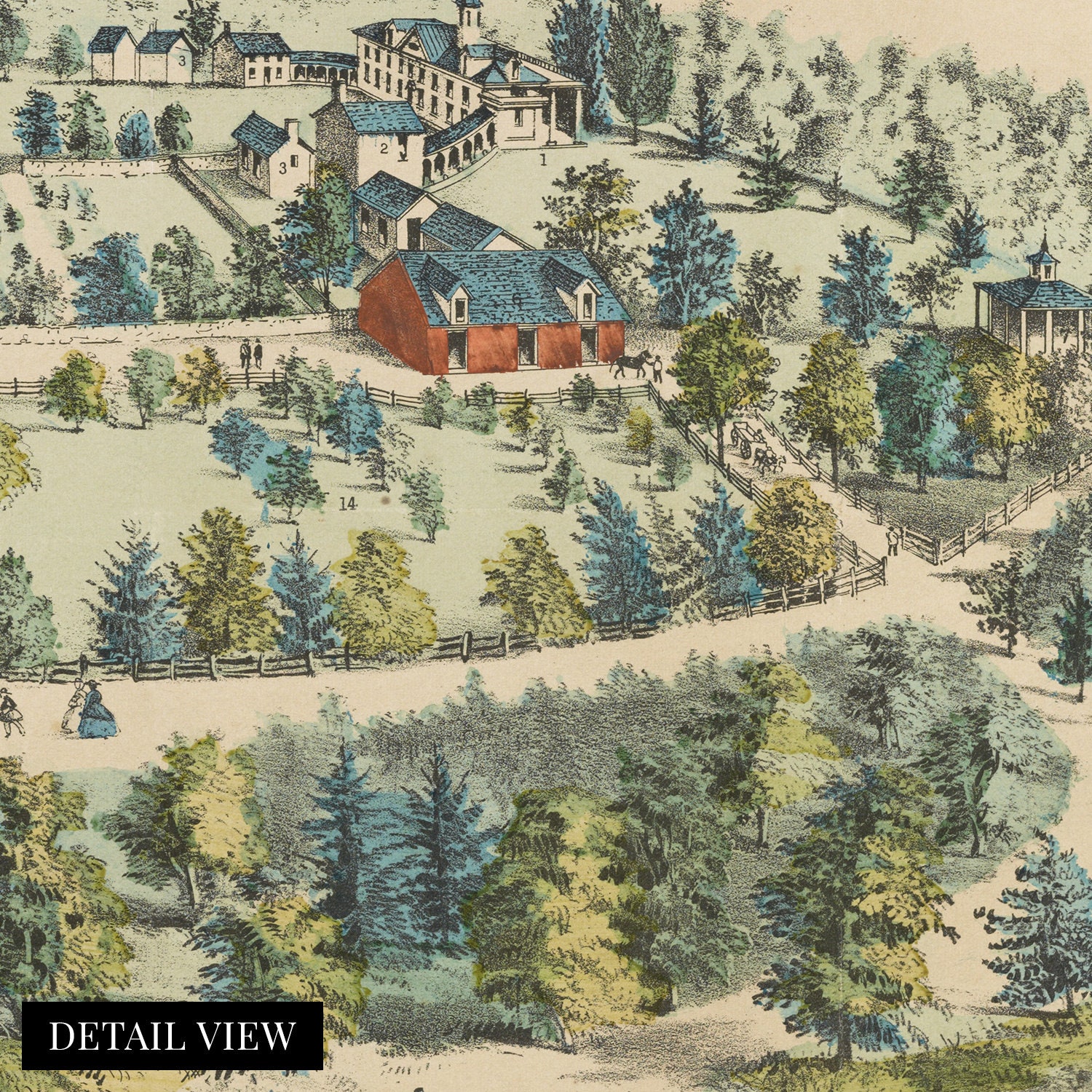 1859 Bird's Eye View of Mt Vernon the Home of George Washington Map Old ...