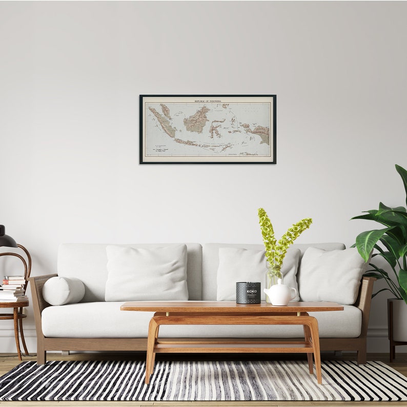 1957 Map of Indonesia - Vintage Map Indonesia Wall Art - Old Republic ...