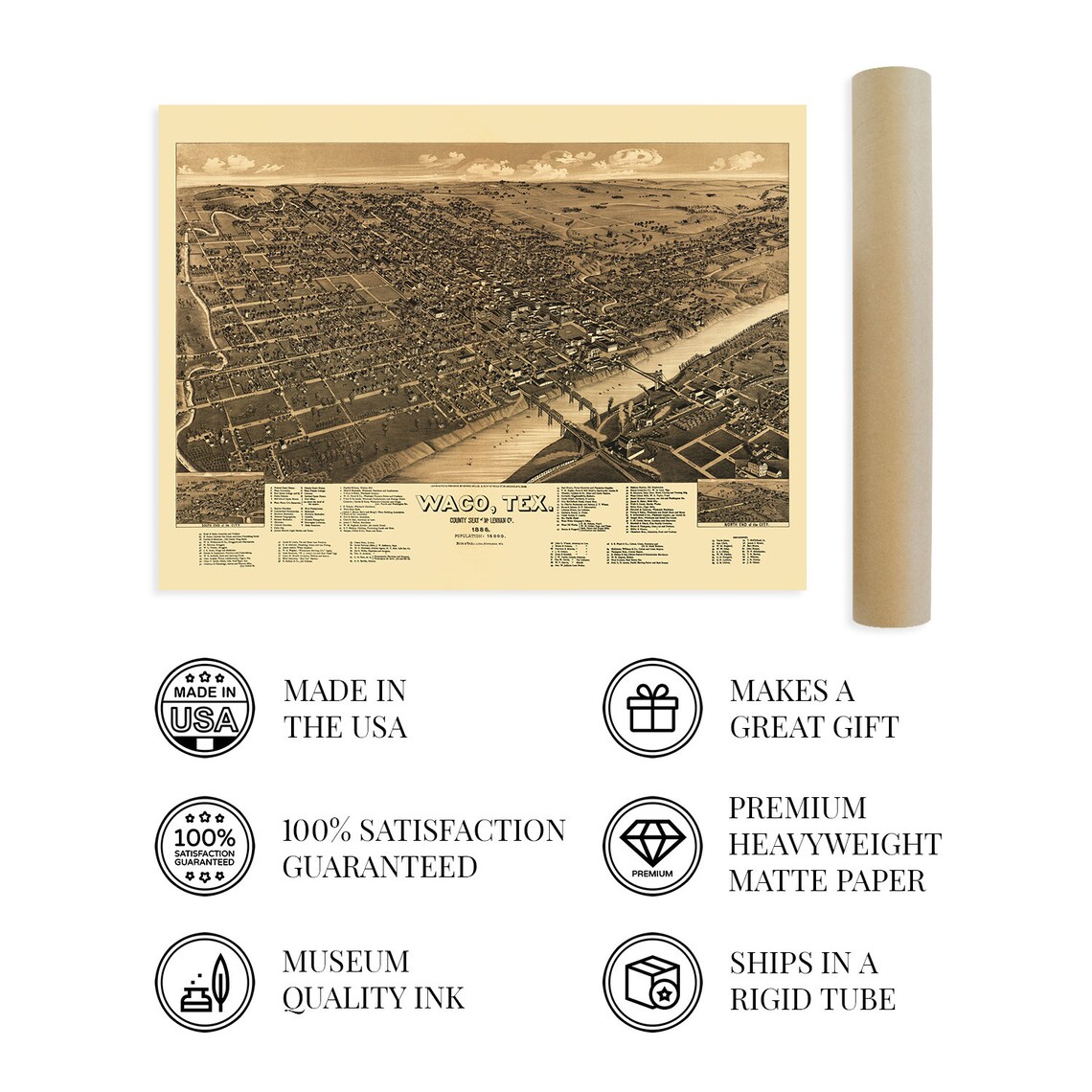 1886 Waco Texas Map - Map of Waco Mclennan County Map - History Map of ...