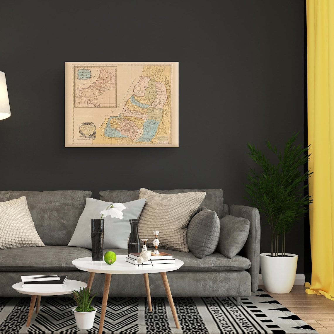 1760 Land of Canaan Map Canvas Wrap Vintage Holy Land Map Poster ...