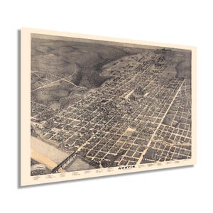 1887 Austin Texas Map - Vintage Austin Texas Wall Art - Old Austin ...