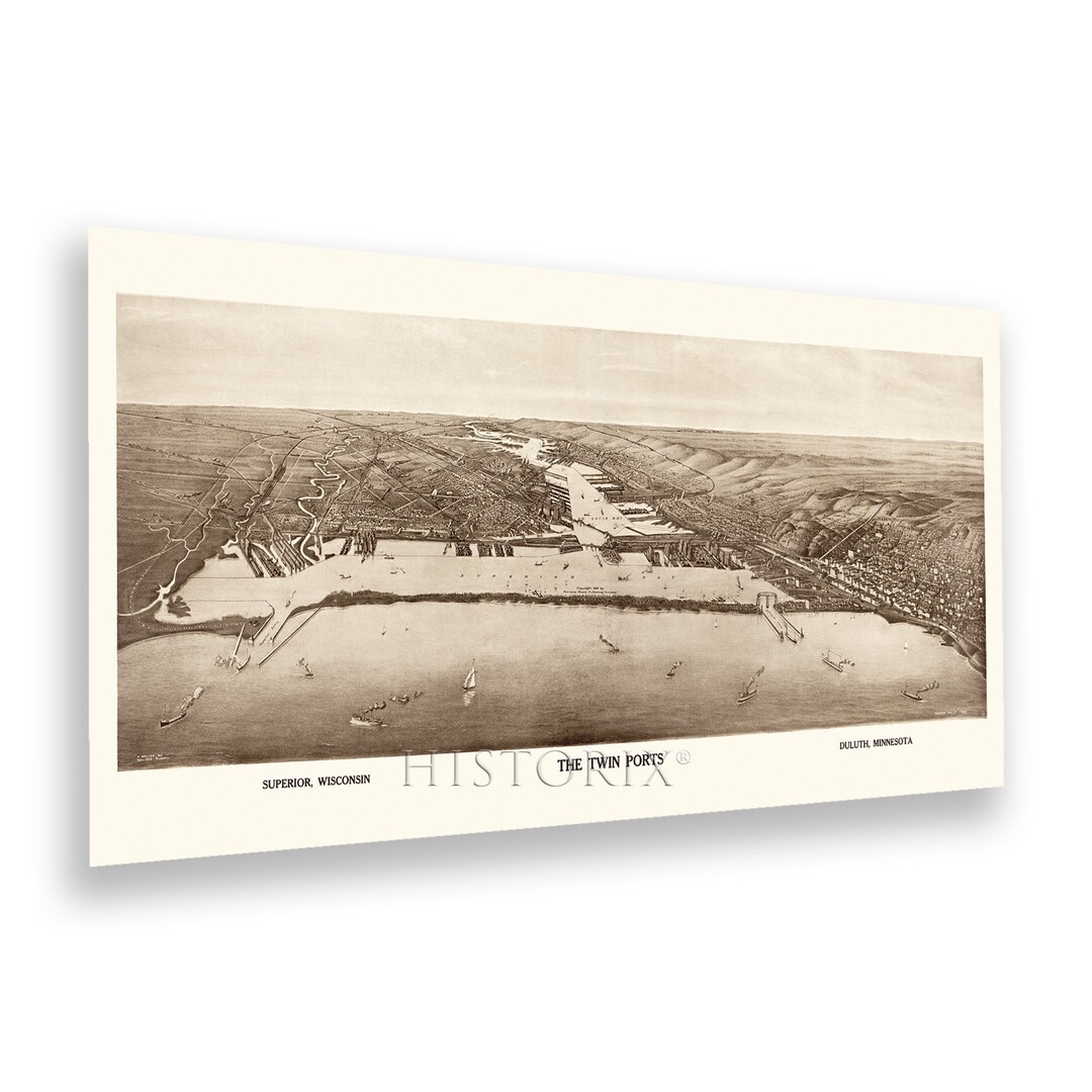 1915 the Twin Ports Superior Wisconsin Duluth Minnesota Map - Duluth MN ...