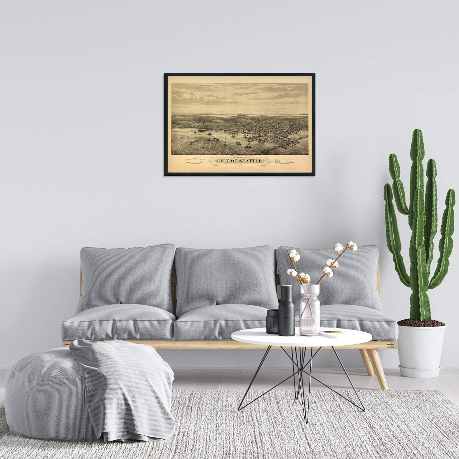 1878 Seattle Washington Poster Vintage Map of Seattle Wall Art ...