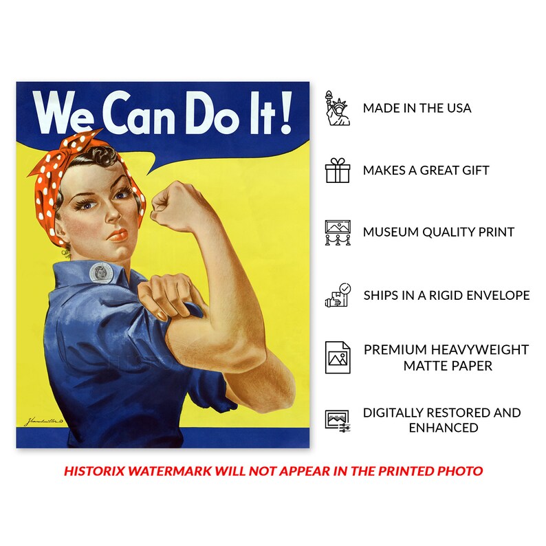1943 Rosie the Riveter Poster Matte Print - Vintage We Can Do It! Rosie ...