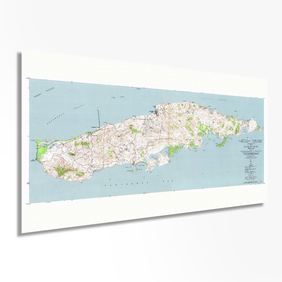 1951 Vieques Island Puerto Rico Map - Puerto Rico Vintage Map - Isla De ...