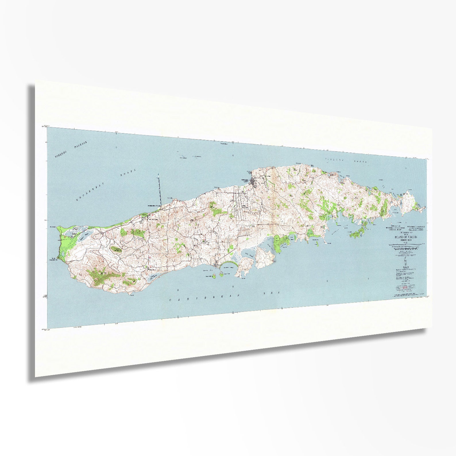 1951 Vieques Island Puerto Rico Map - Puerto Rico Vintage Map - Isla De ...