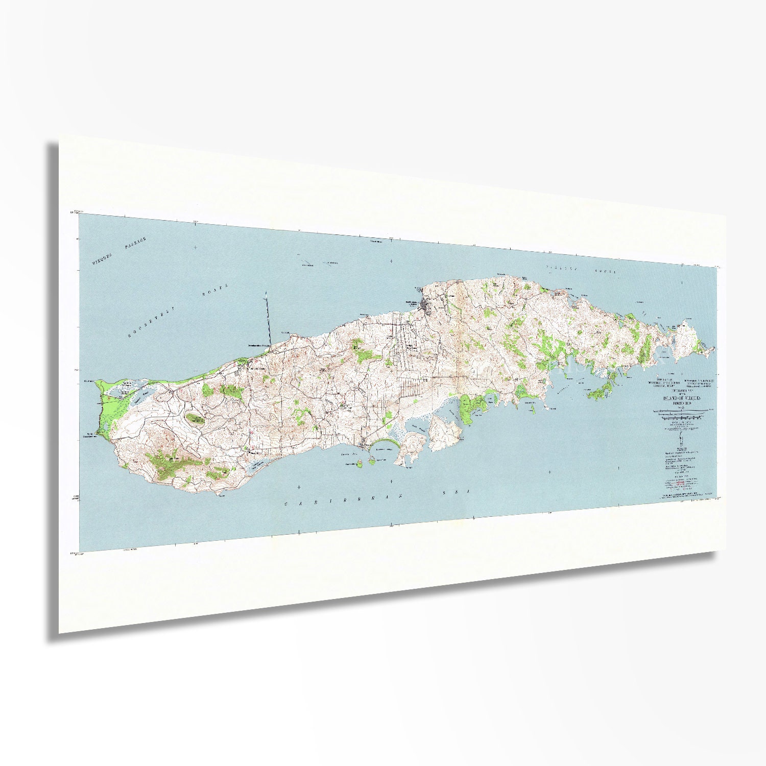 1951 Vieques Island Puerto Rico Map - Puerto Rico Vintage Map - Isla De ...