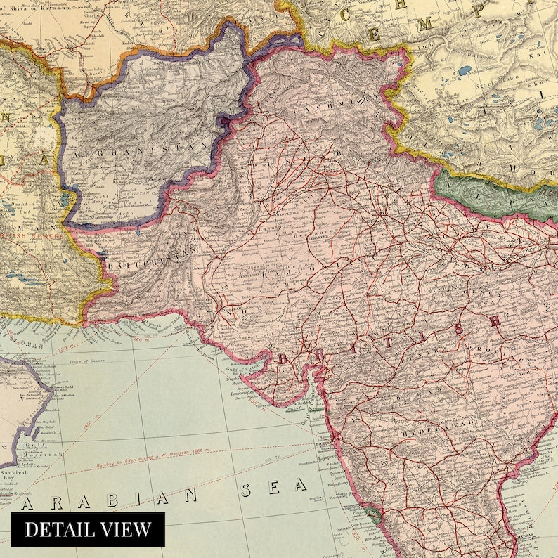 1912 Middle East Map - Old Map of Countries Between Constantinople ...