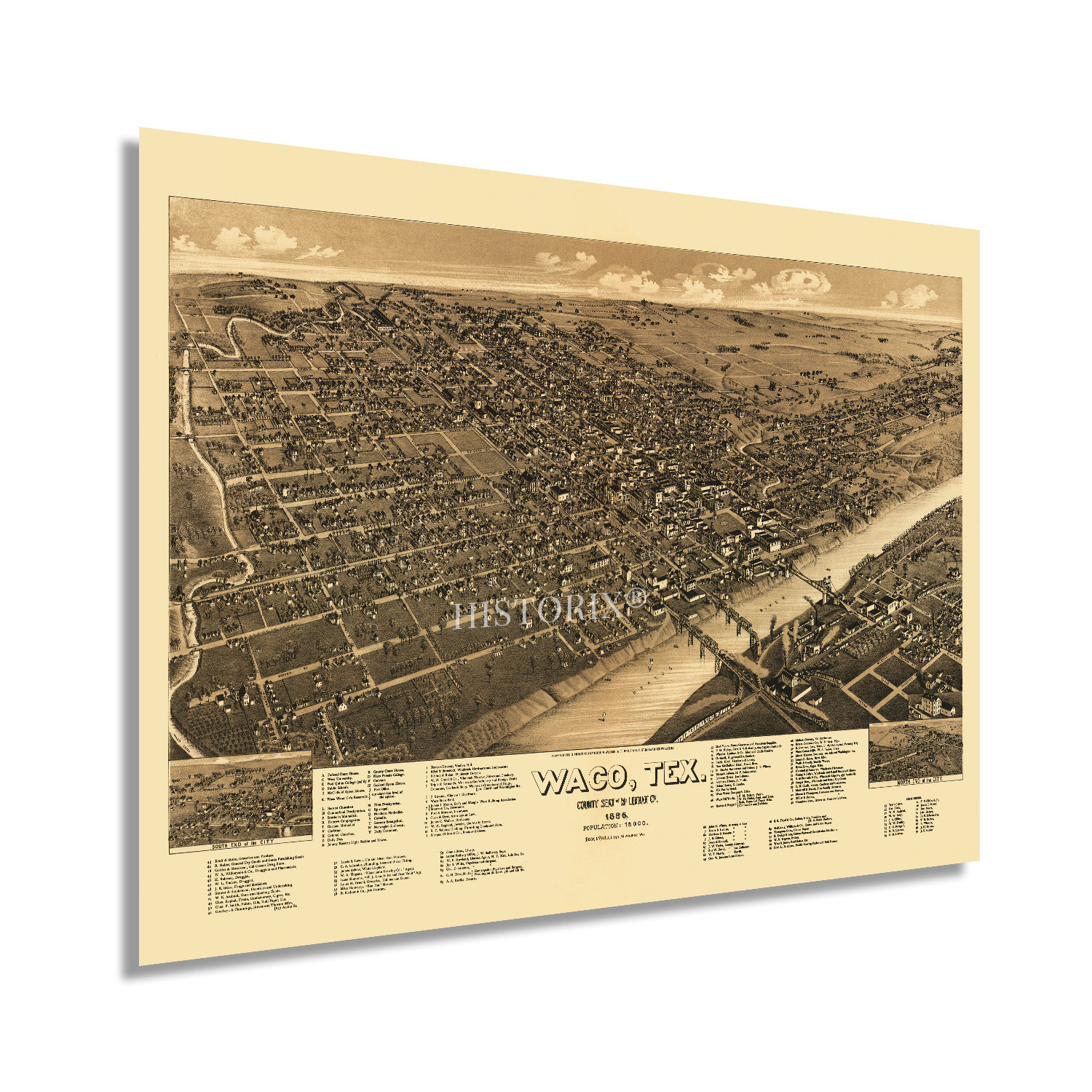 1886 Waco Texas Map - Map of Waco Mclennan County Map - History Map of ...