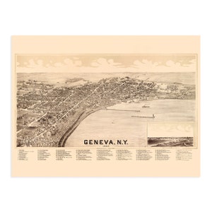 1893 Geneva New York Poster Map Vintage Map of Geneva Wall - Etsy
