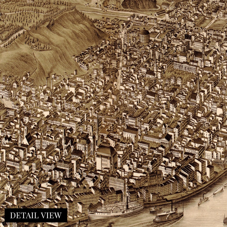 1881 Troy New York Map Poster - Old Troy City Map of New York Poster ...