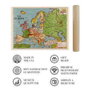1925 Map of Europe Vintage Map Europe Wall Art Bacon's - Etsy