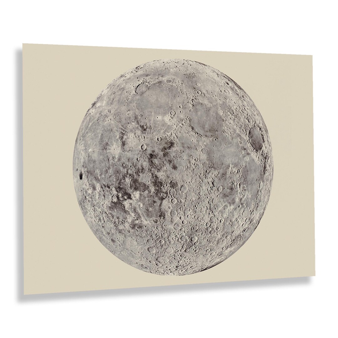 1971 Surface of the Moon Map Poster - Vintage Map of the Moon Wall Art ...