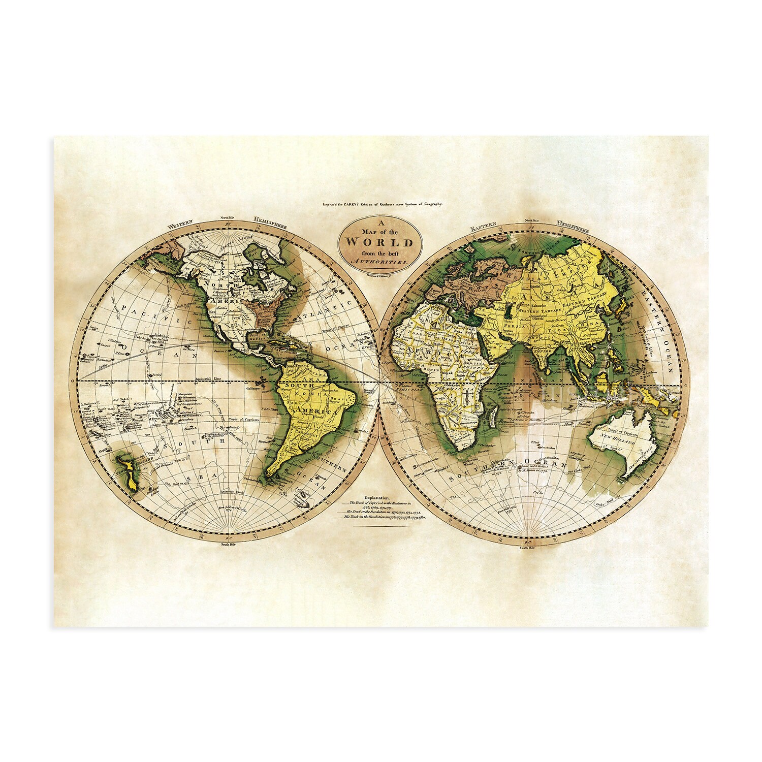 1795 Map of the World Vintage Map Wall Art Beautiful Wall Decor Large ...
