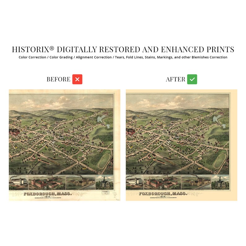 1879 Foxborough Massachusetts Map Vintage Map of Foxborough | Etsy