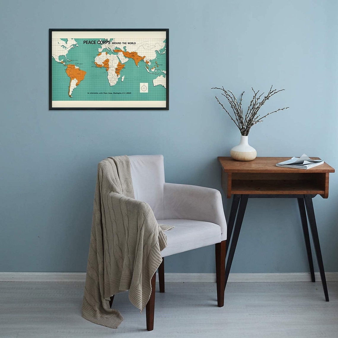1966 Map of Peace Corps Around the World Vintage Map of Peace Corps ...