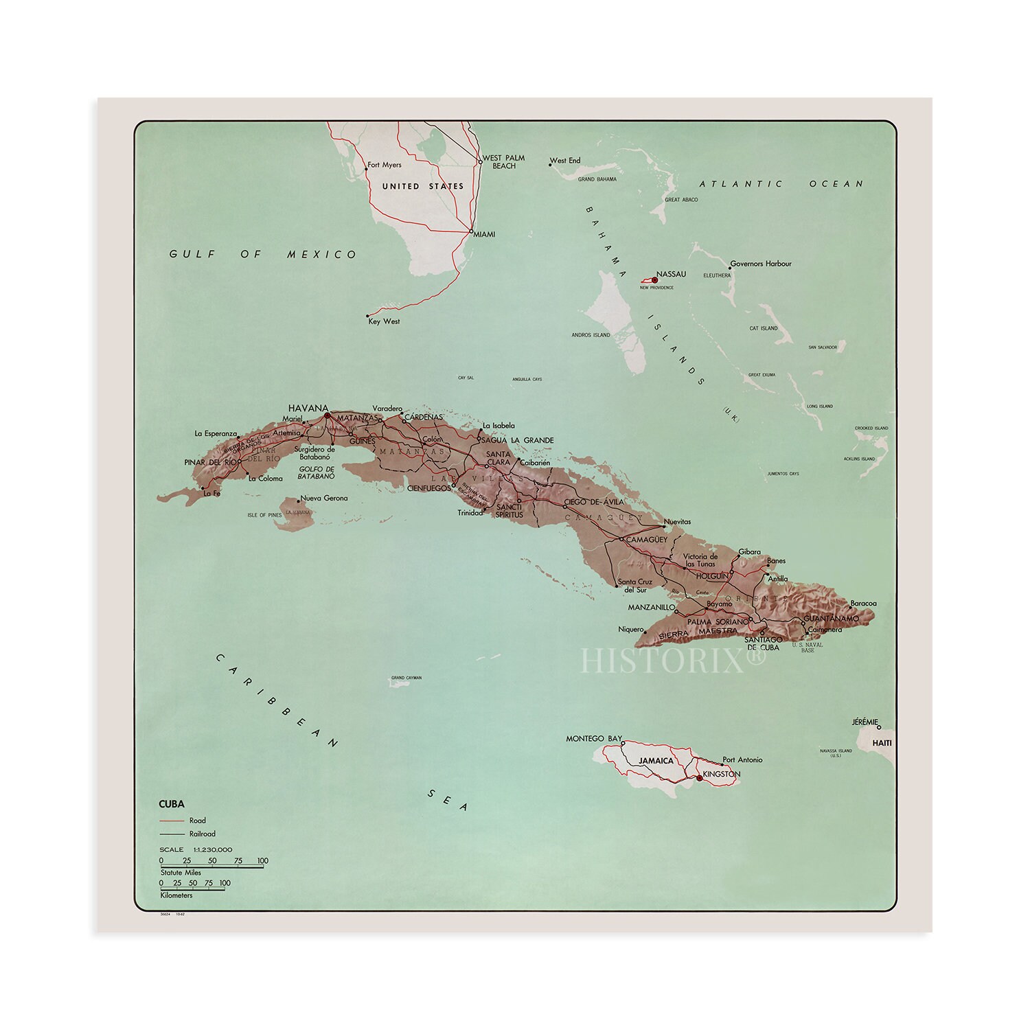 1962 Cuba Map Print - Vintage Map of Cuba Poster - Old Mapa De Cuba ...