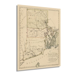 1797 Rhode Island Map - Vintage Map of Rhode Island Wall Art Decor ...