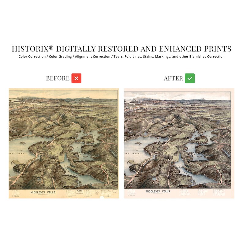 1903 Middlesex Fells Map Old Middlesex Fells Reservation Map History ...