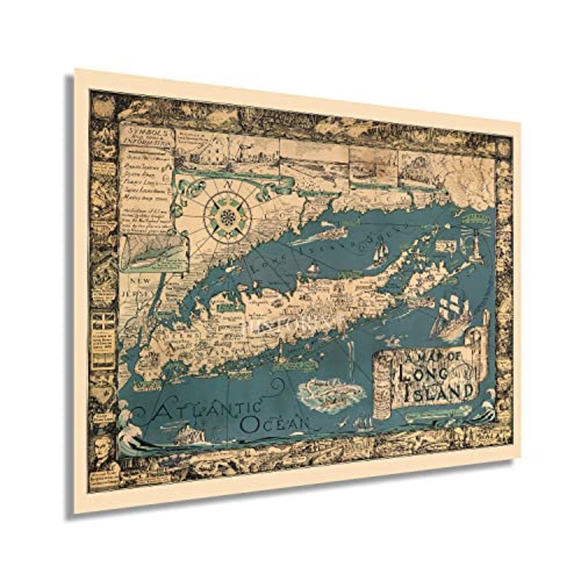 1933 Long Island NY Map Old Map of Long Island NY Vintage Long Island ...