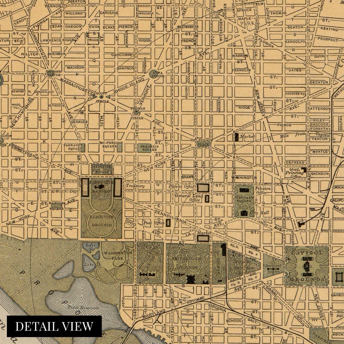 1897 Map of Washington DC Washington DC Vintage Map DC Map - Etsy