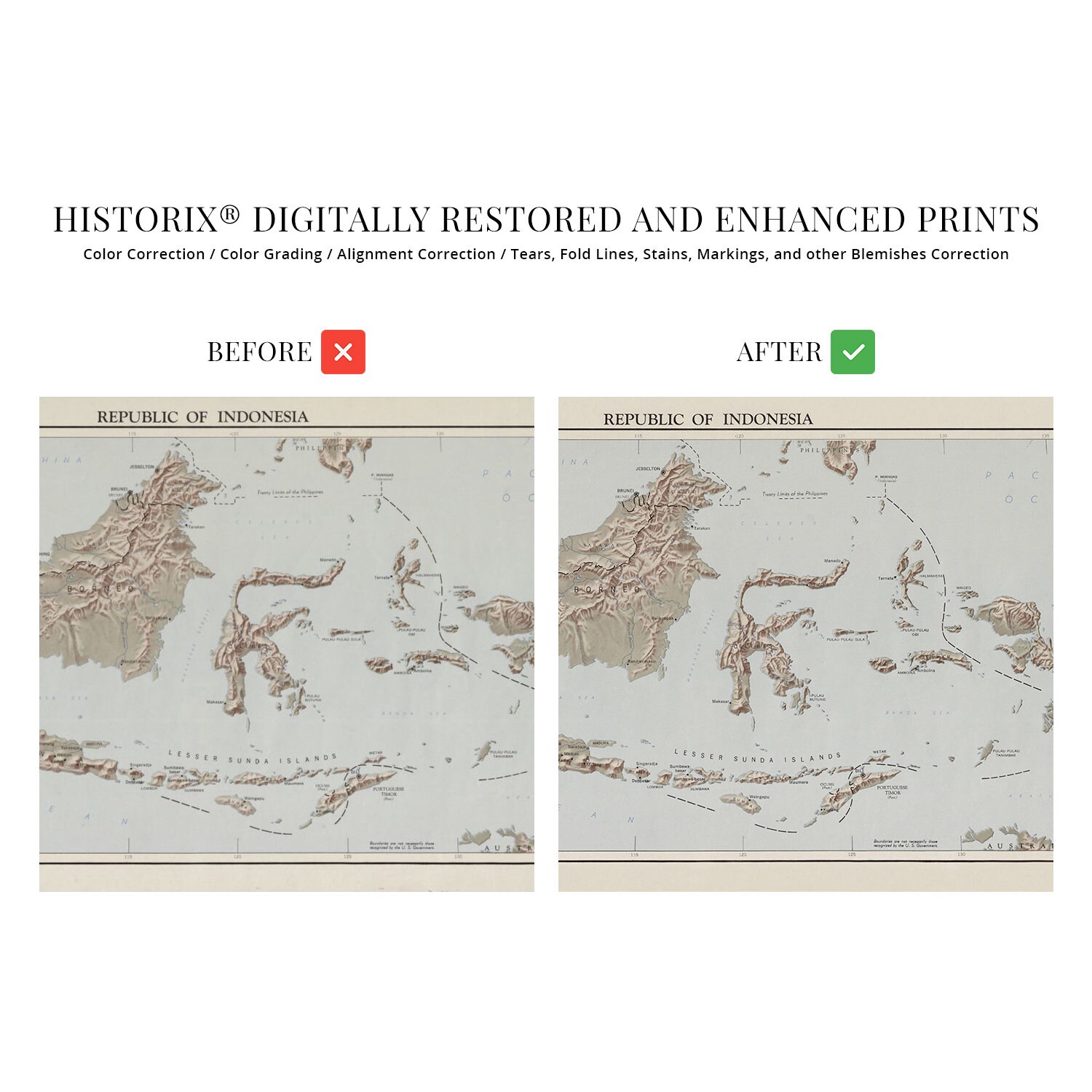 1957 Map of Indonesia - Vintage Map Indonesia Wall Art - Old Republic ...
