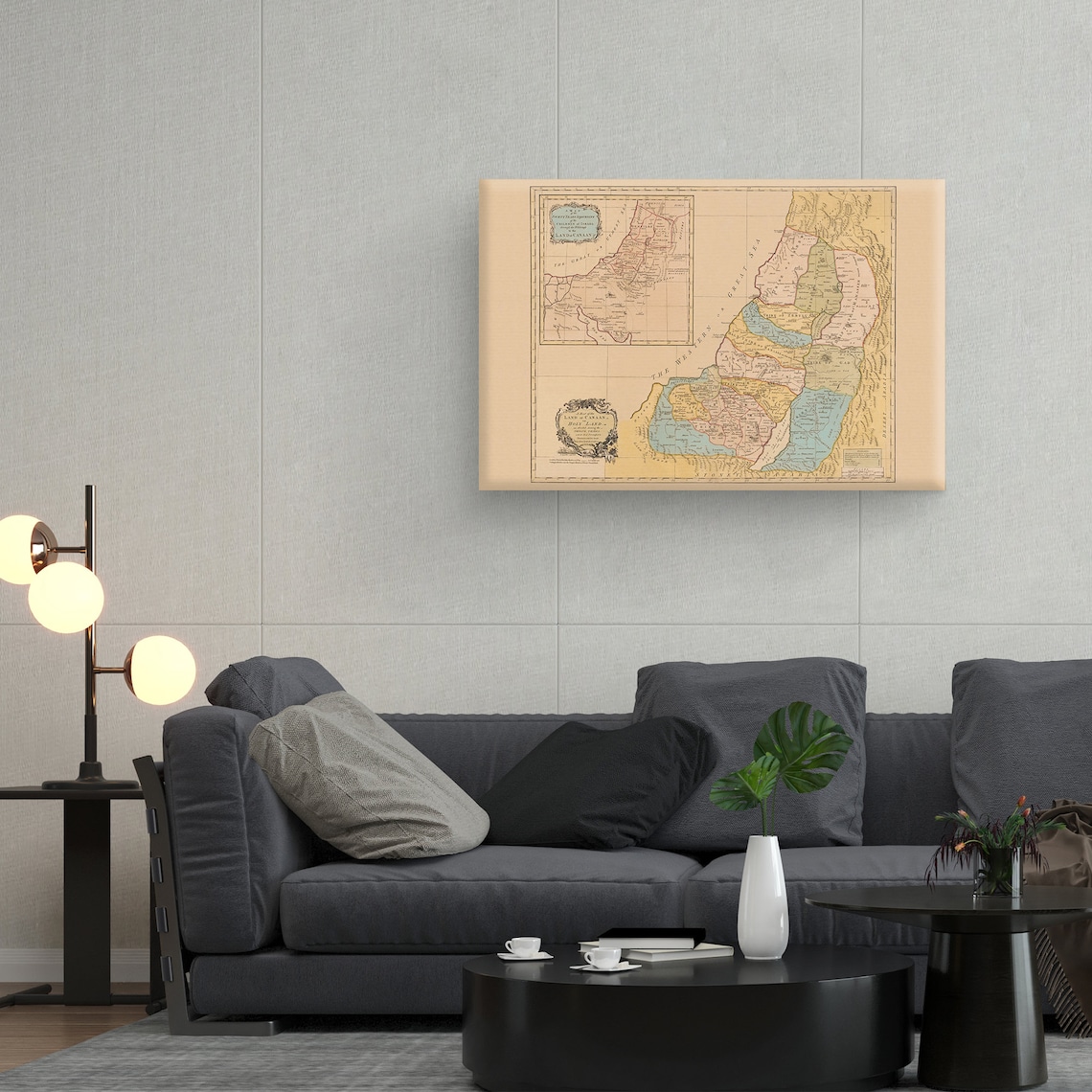 1760 Land of Canaan Map Canvas Wrap Vintage Holy Land Map Poster ...