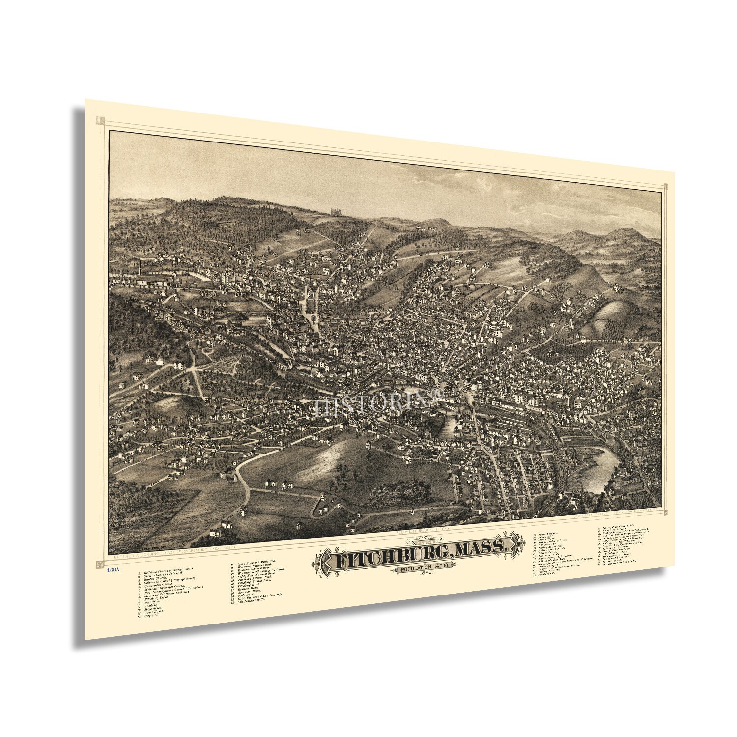 1882 Map of Fitchburg Massachusetts Poster Fitchburg - Etsy