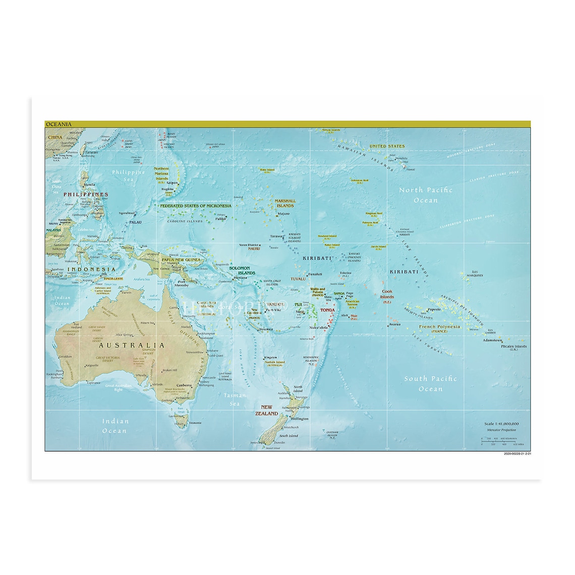 2021 Oceania Map Map of Oceania Region Wall Art Print Oceania Map ...